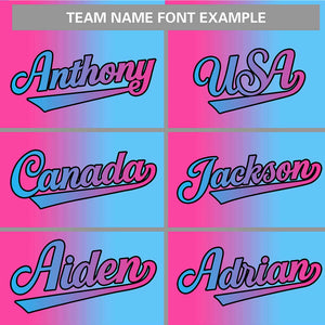 Custom Pink Blue-Black Gradient Fashion Authentic Baseball Jersey - KXKSHOP