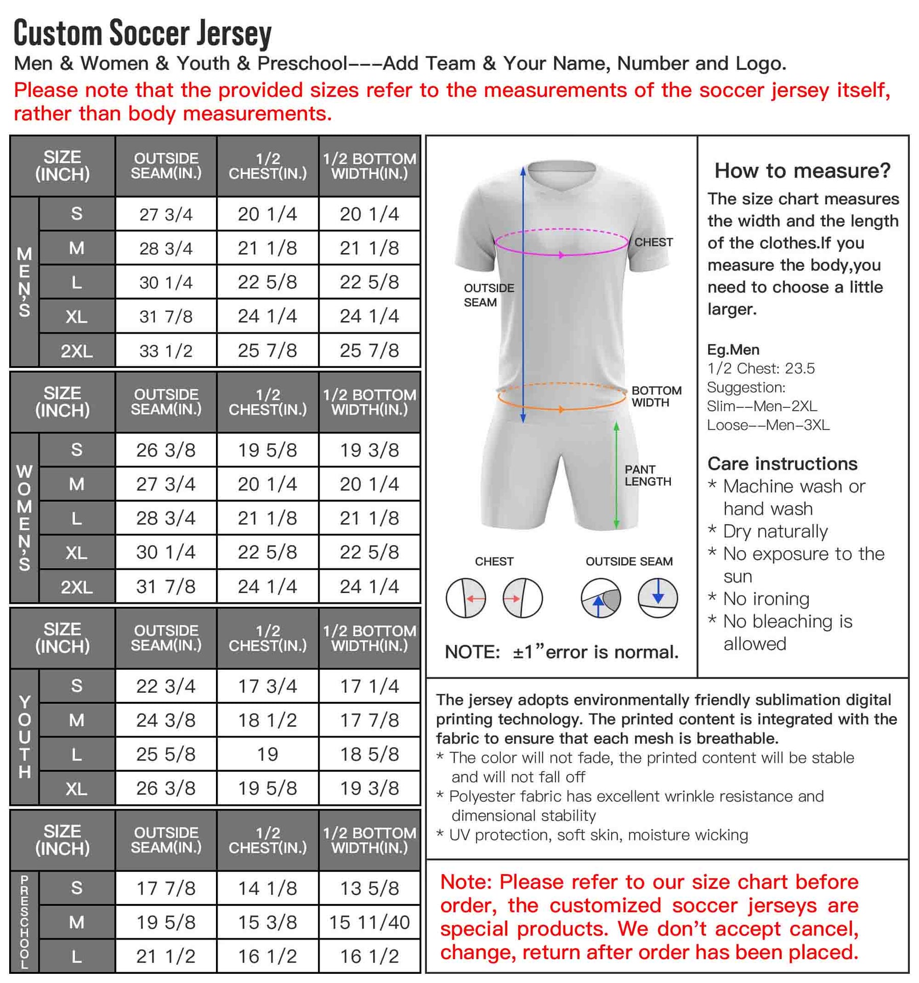 Women & Men & Youth Jersey | How to Find Your Sportwear Size - KXKSHOP